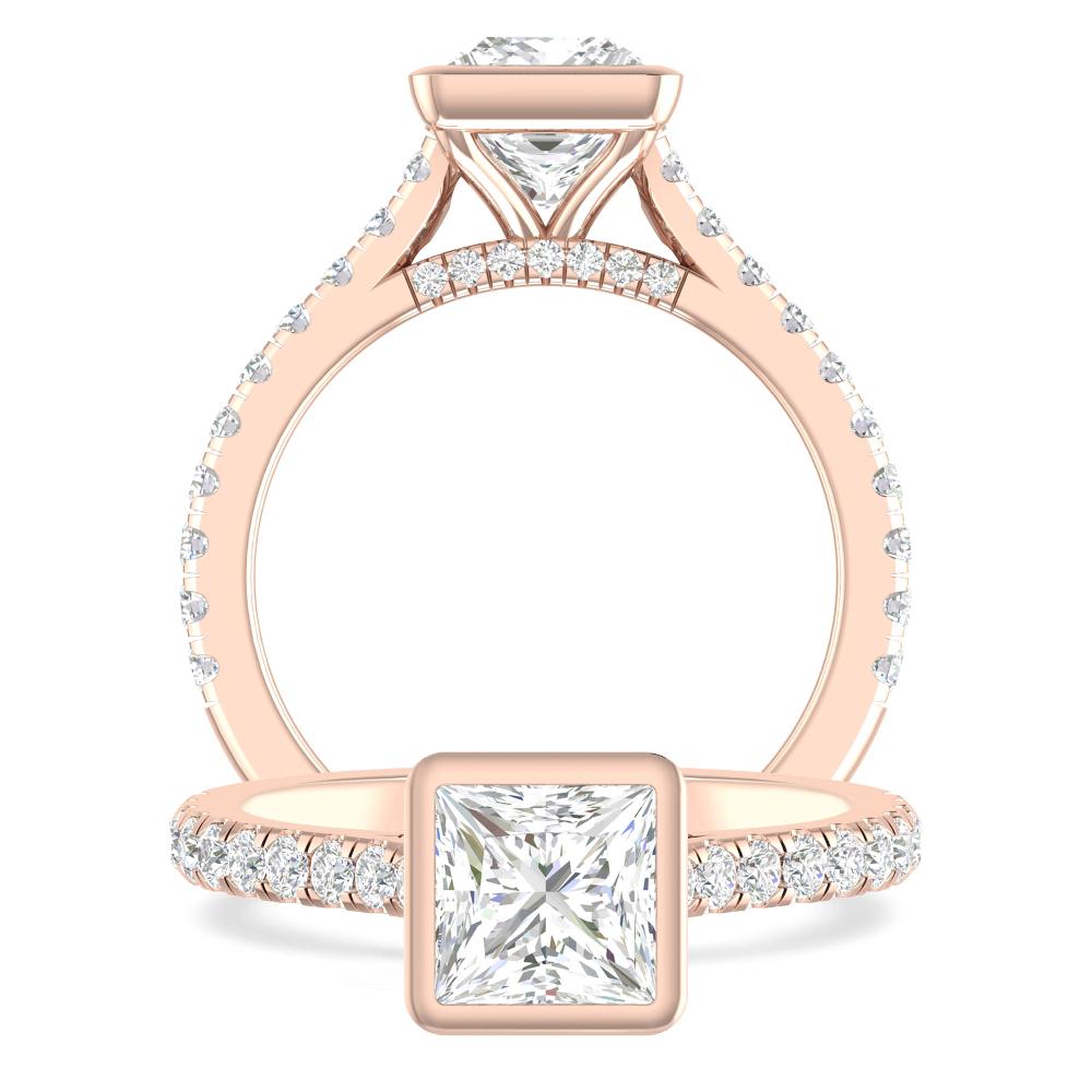 2 1/2 ctw Princess Bezel-Set Lab Grown Diamond Engagement Ring With ...